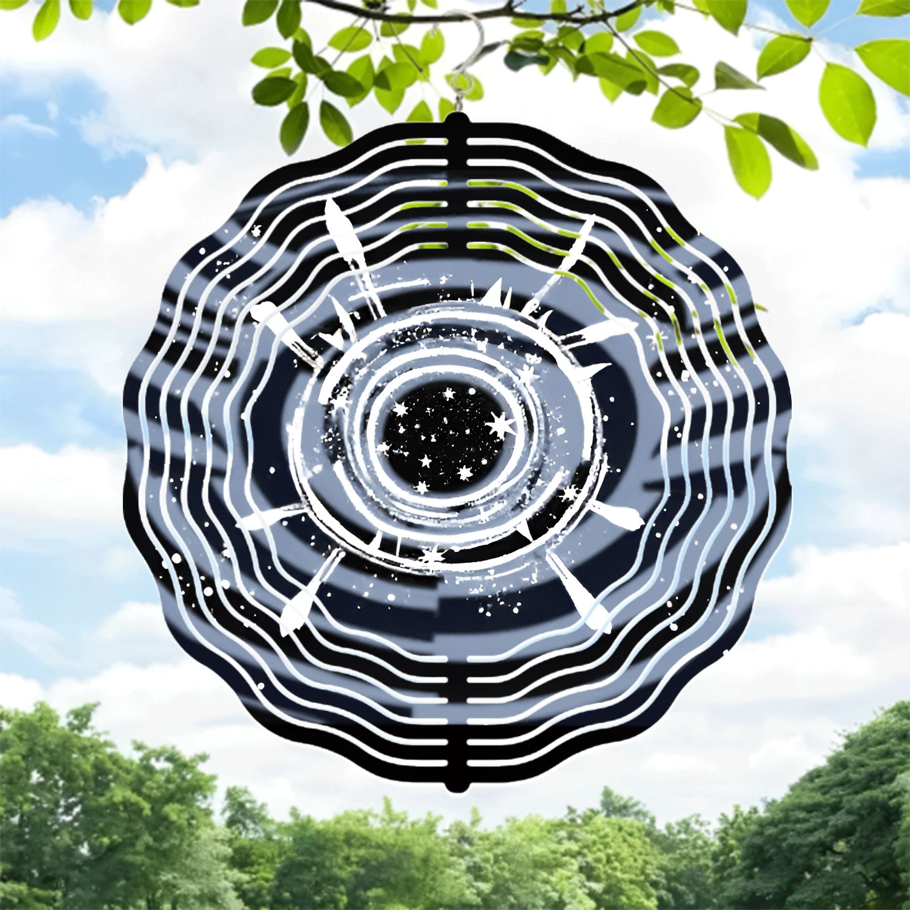 Intricate Metal Hanging Wind Spinner with Celestial Mandala Design ...