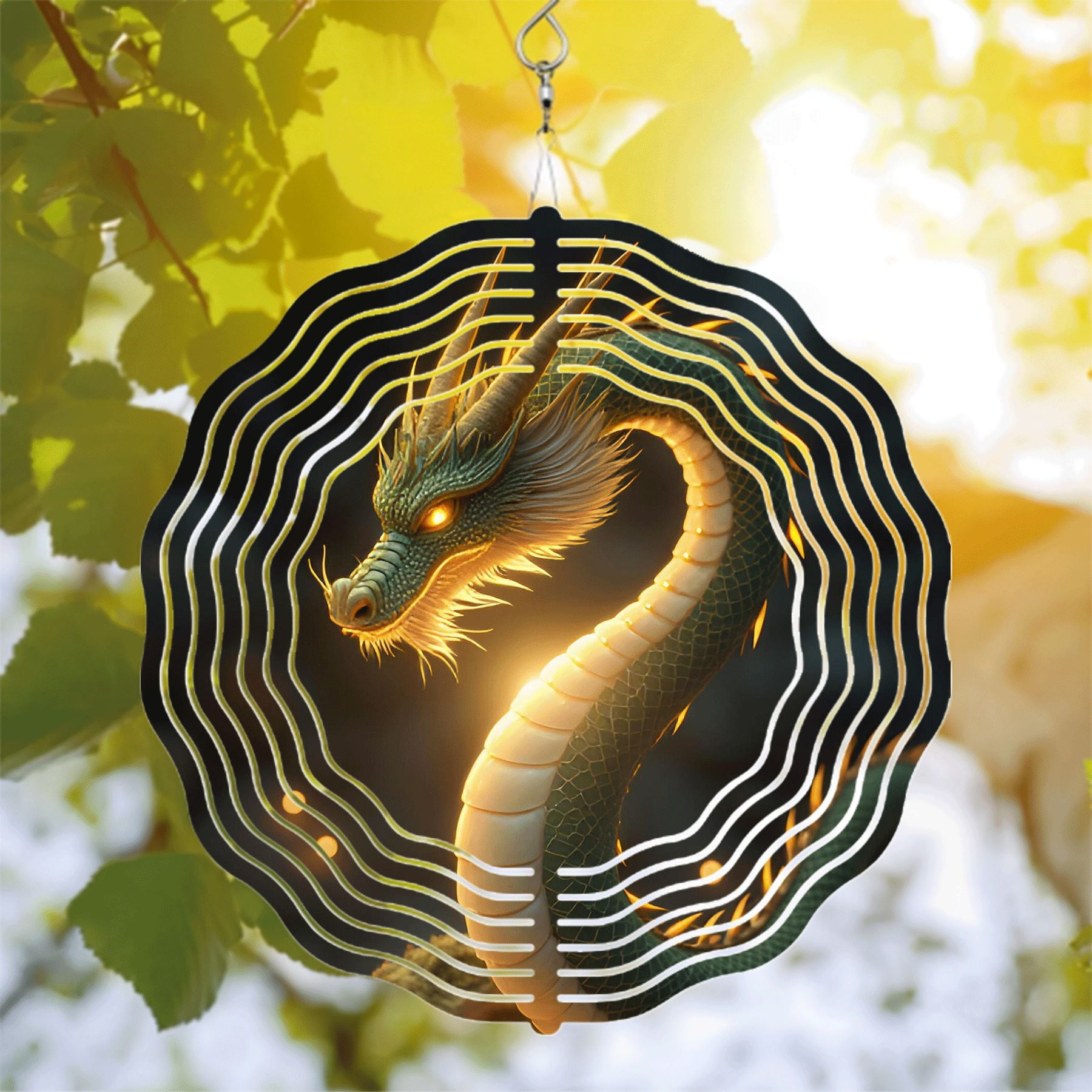 Intricate Metal Hanging Wind Spinner with Concentric Wave Design ...