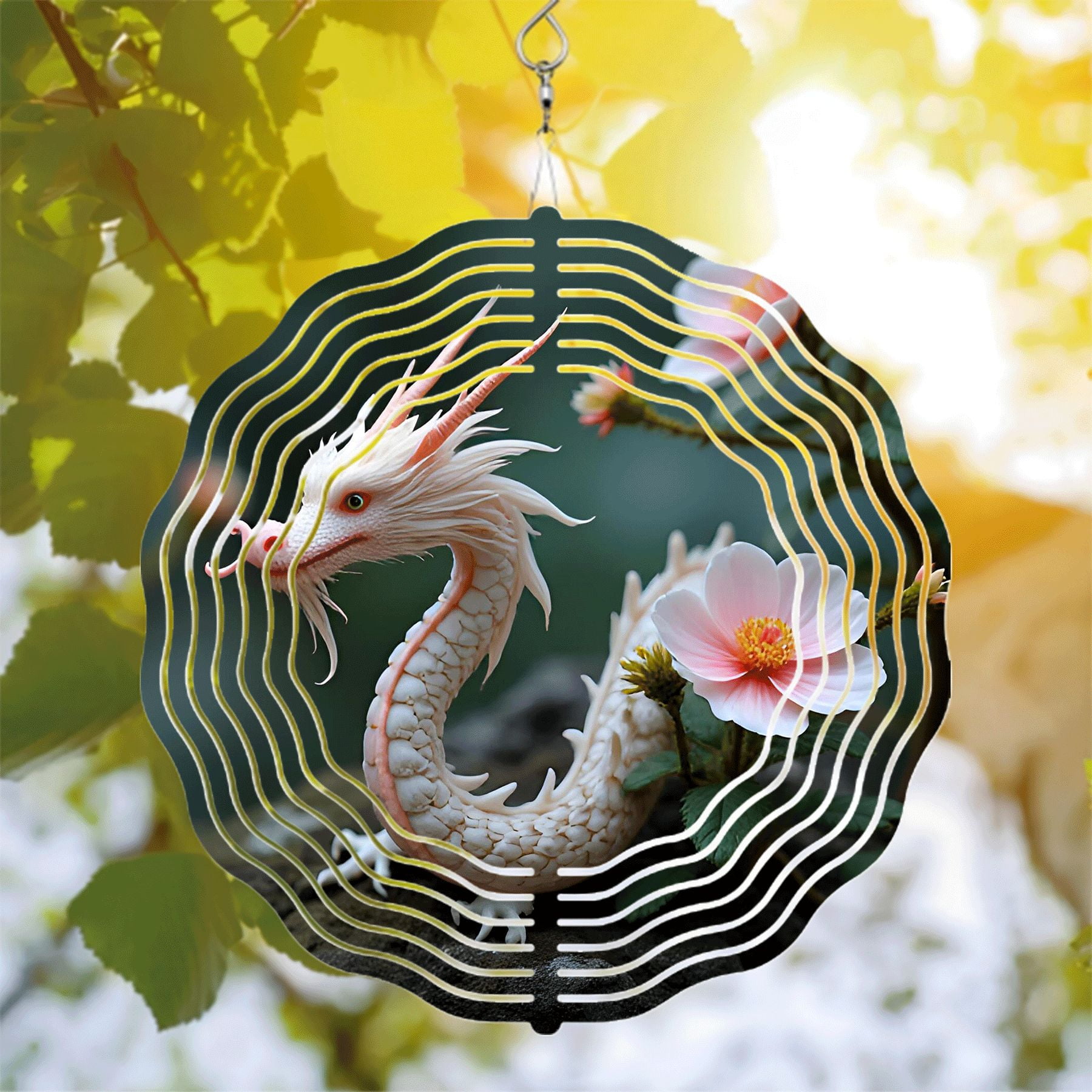 Intricate Metal Hanging Wind Spinner with Floral Patterns - Elegant ...