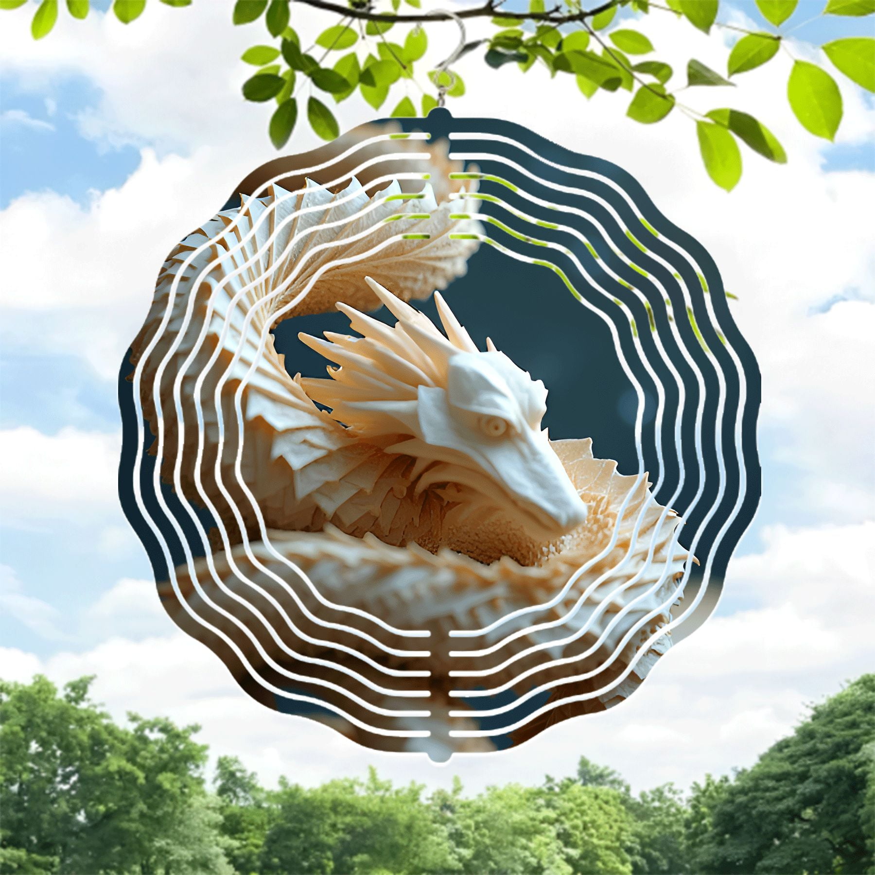 Intricate Metal Hanging Wind Spinners & Chimes - Dynamic Dragon Design ...