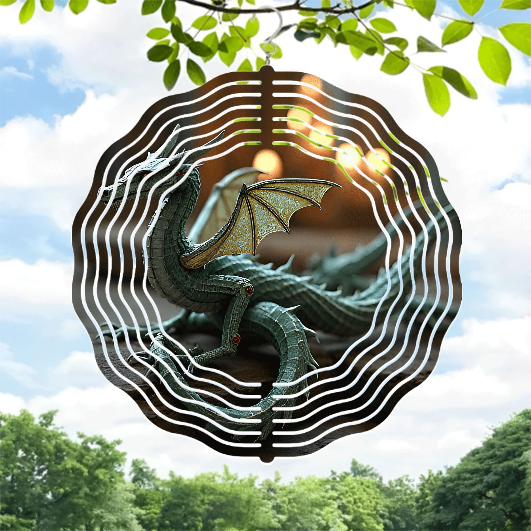 Intricate Metal Hanging Wind Spinners & Chimes - Dynamic Dragon Design ...