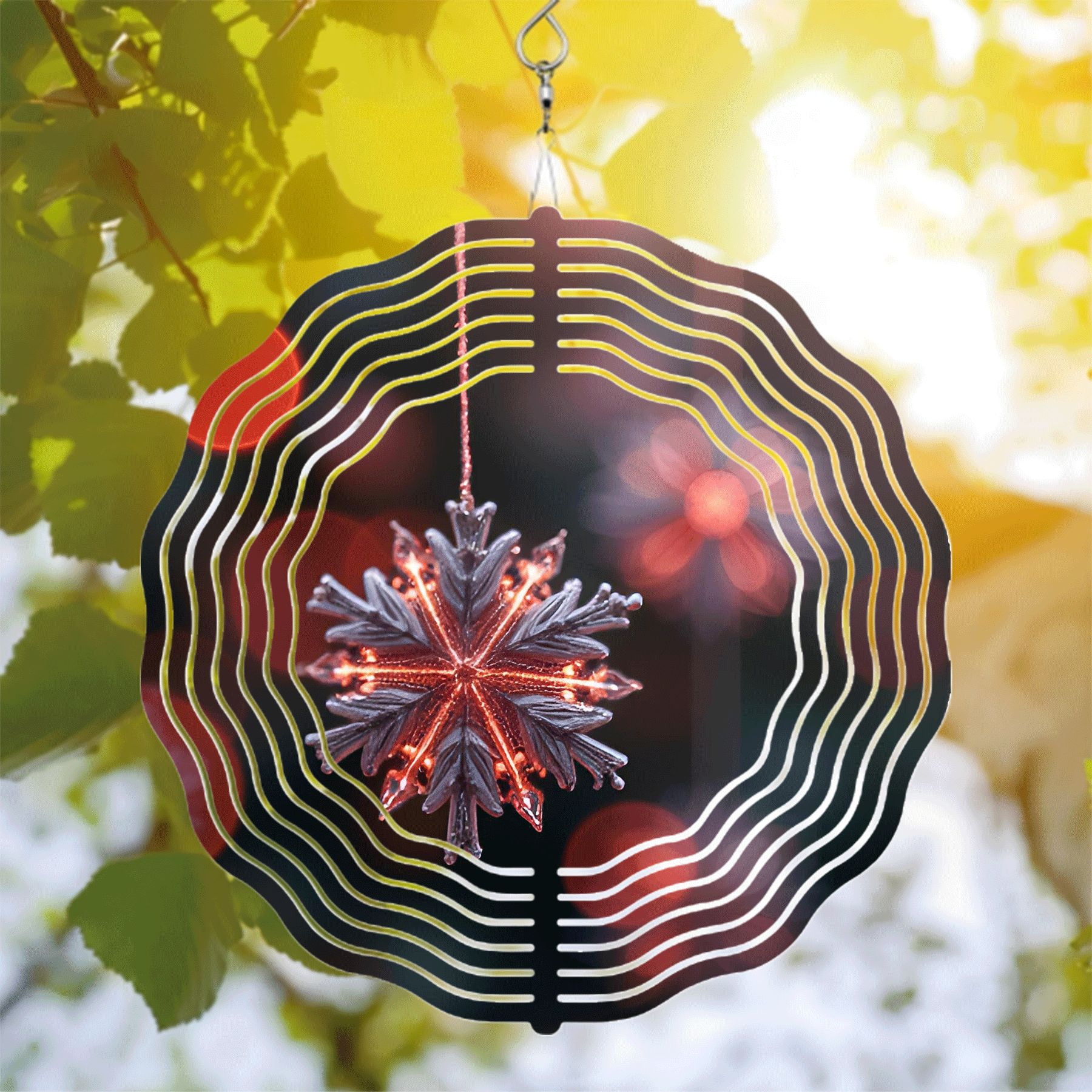 Intricate Metal Hanging Wind Spinners with Decorative Snowflake Design ...