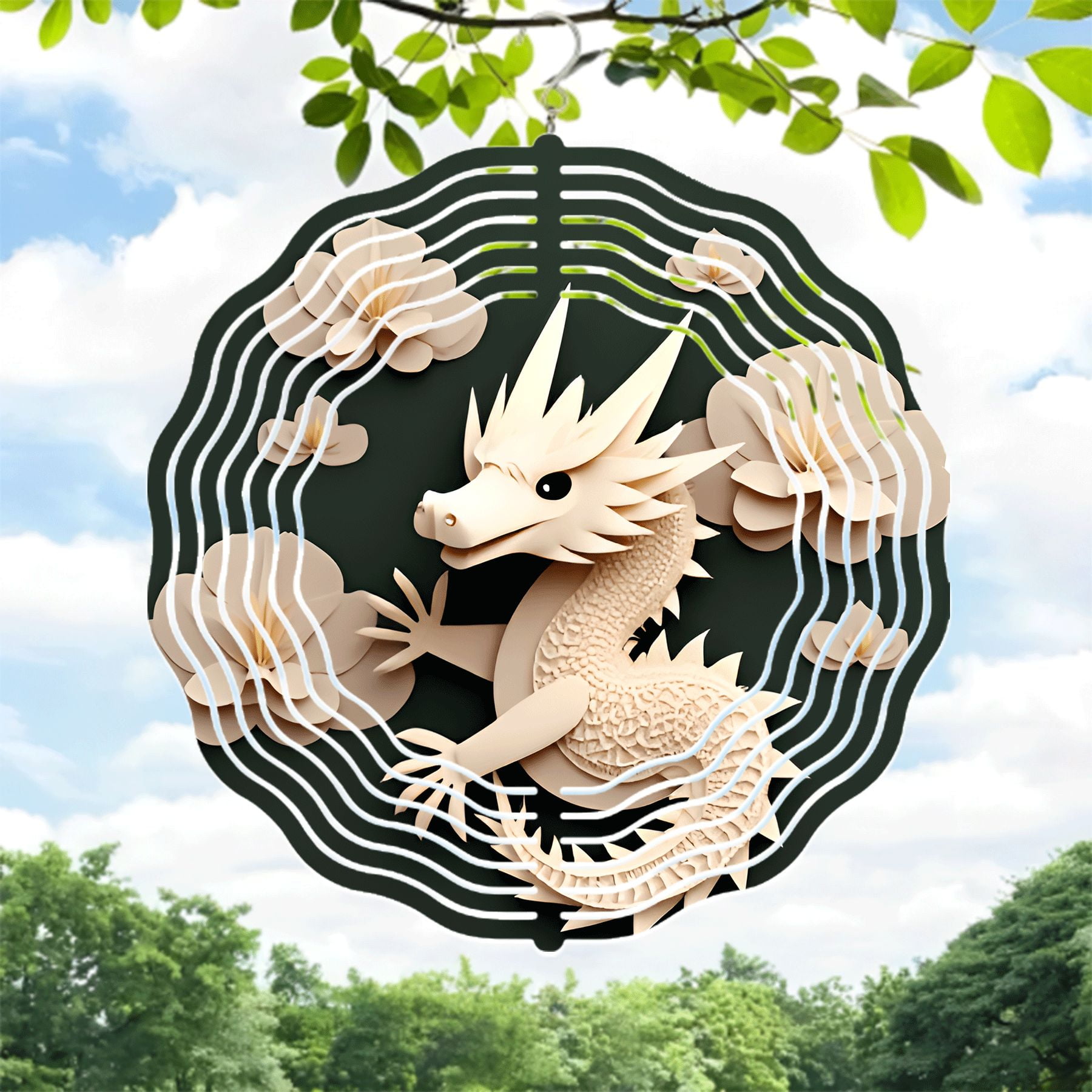 Intricate Paper - Cut Dragon Metal Wind Spinner & Chime - Elegant ...