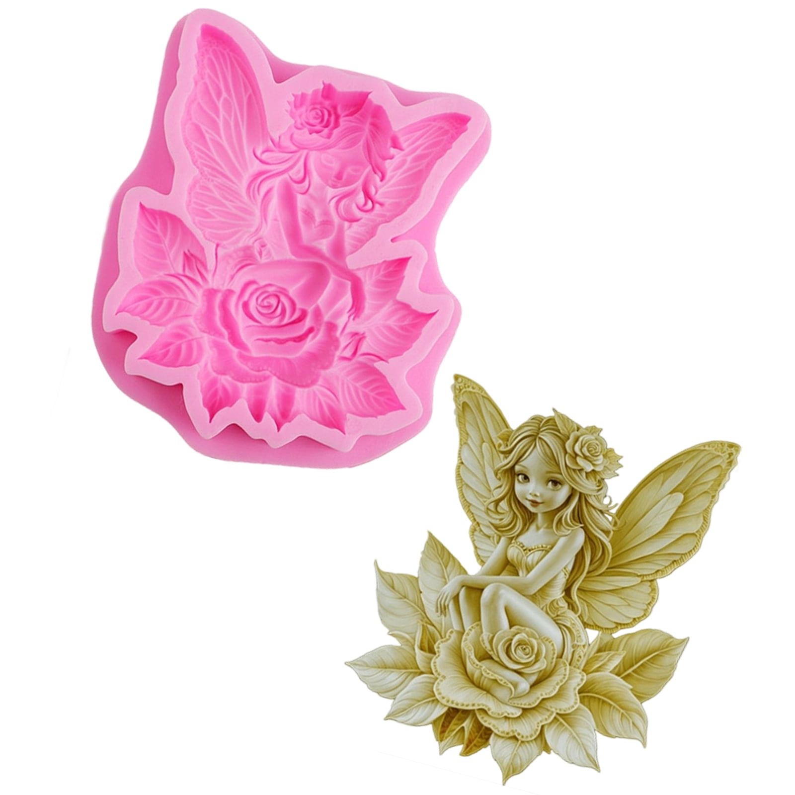 Intricate Rose and Butterfly Fairies Silicone Fondant Mold Multiuse for ...