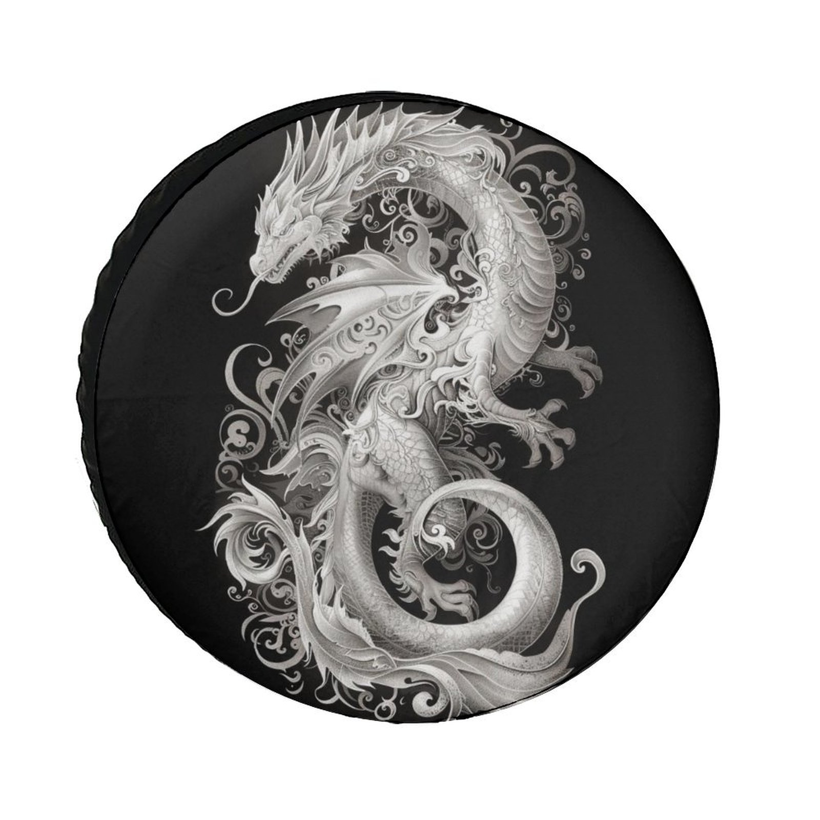 Intricate Silver Dragon Design Spare Tire Cover 14-16inch Universal ...