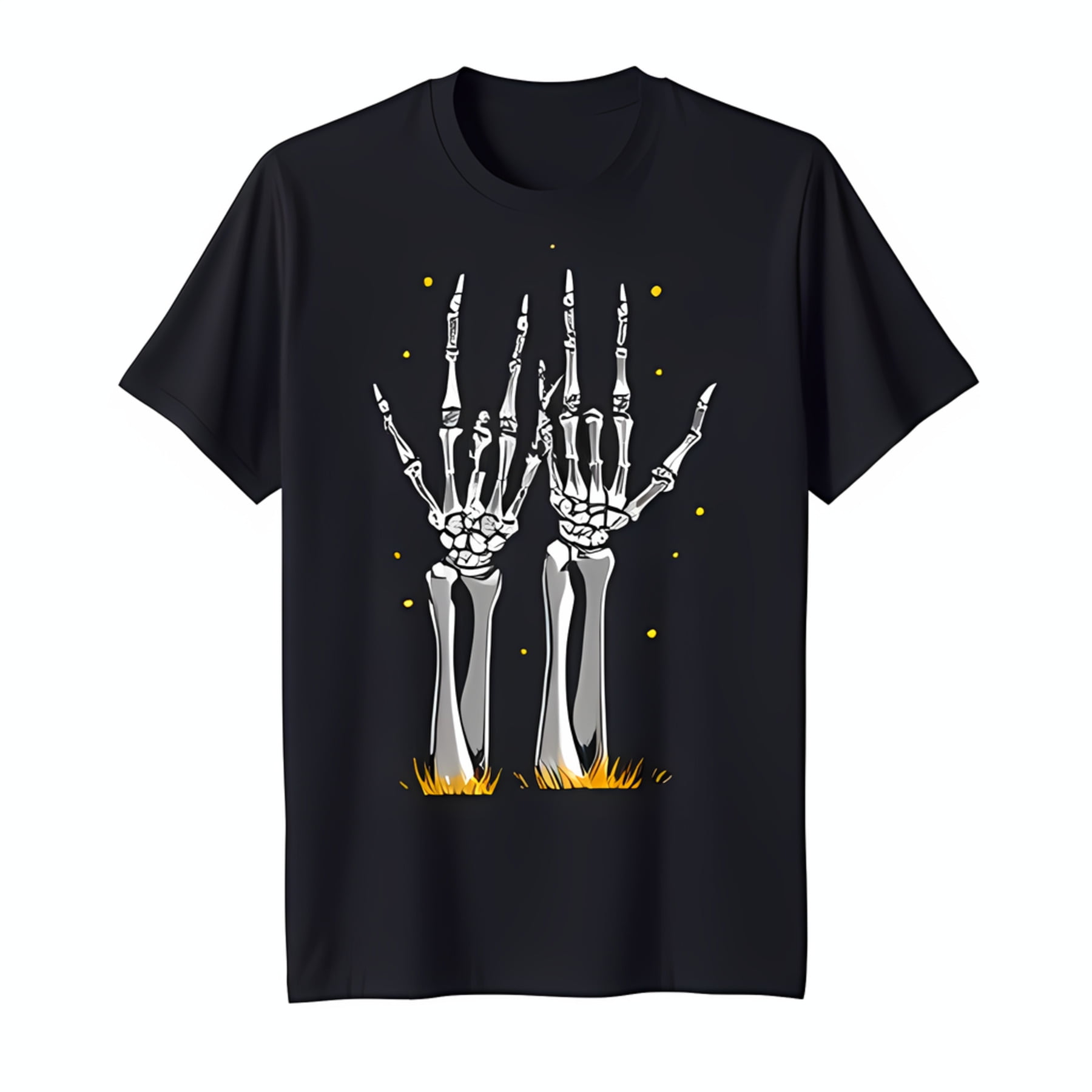 Intricate Skeleton Hands T-Shirt Gesture Design on Black Tee - Walmart.com