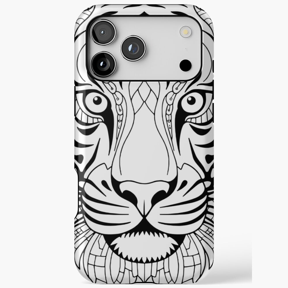 Intricate Tiger Essence Line Art iPhone Case 17 11 12 13 14 15 16 Pro ...