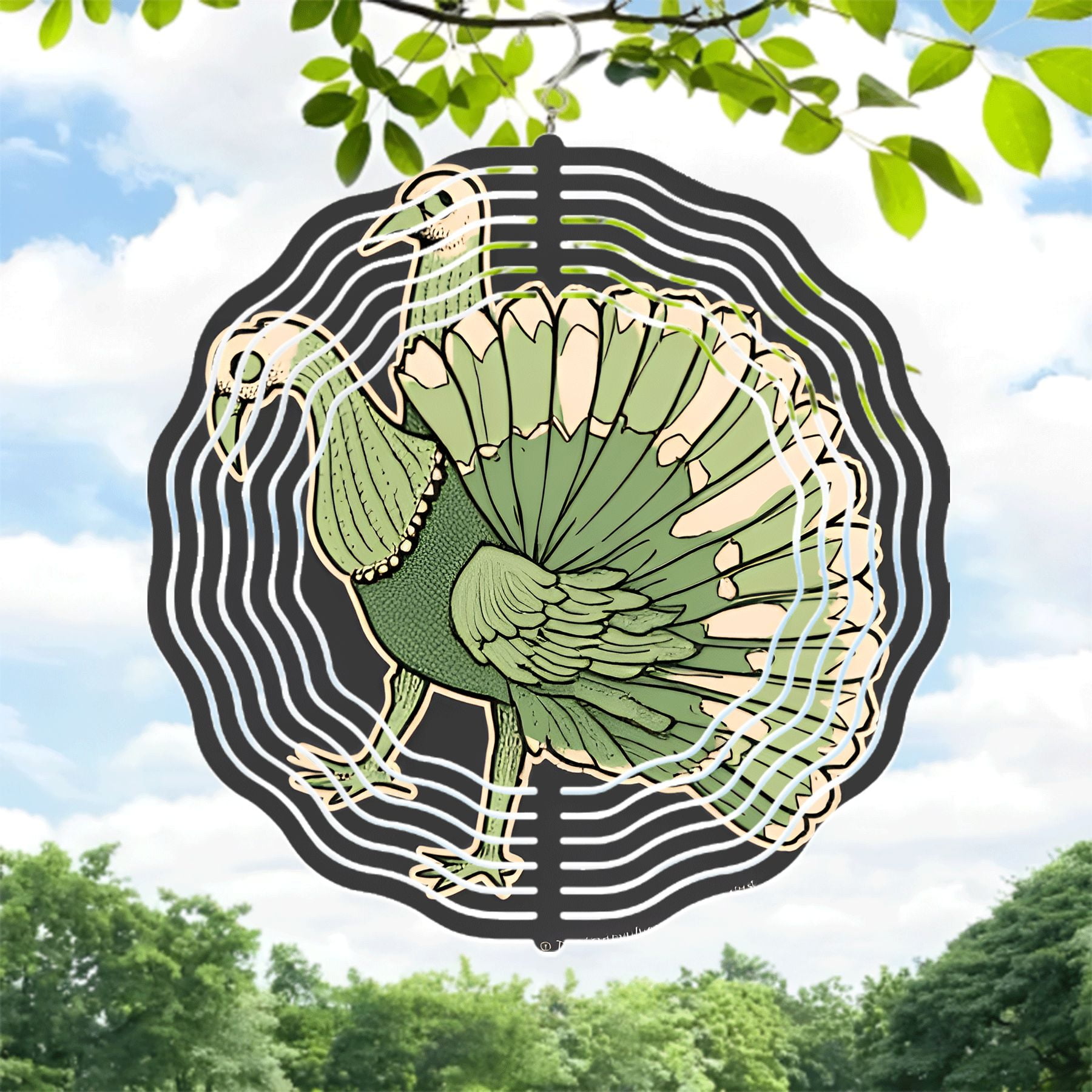 Intricate Turkey Design Metal Hanging Wind Spinner & Chime for Yard ...