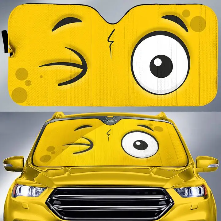 Intrigued FunnyCartoon Eyes Car Windshield Sun Shade Keep Your Vehicle ...