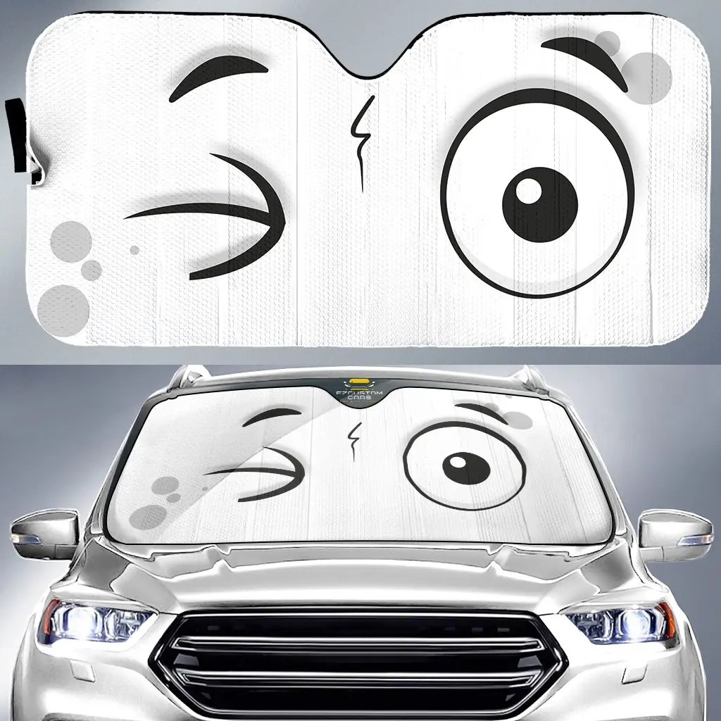 Intrigued FunnyCartoon Eyes Car Windshield Sun Shade Keep Your Vehicle ...