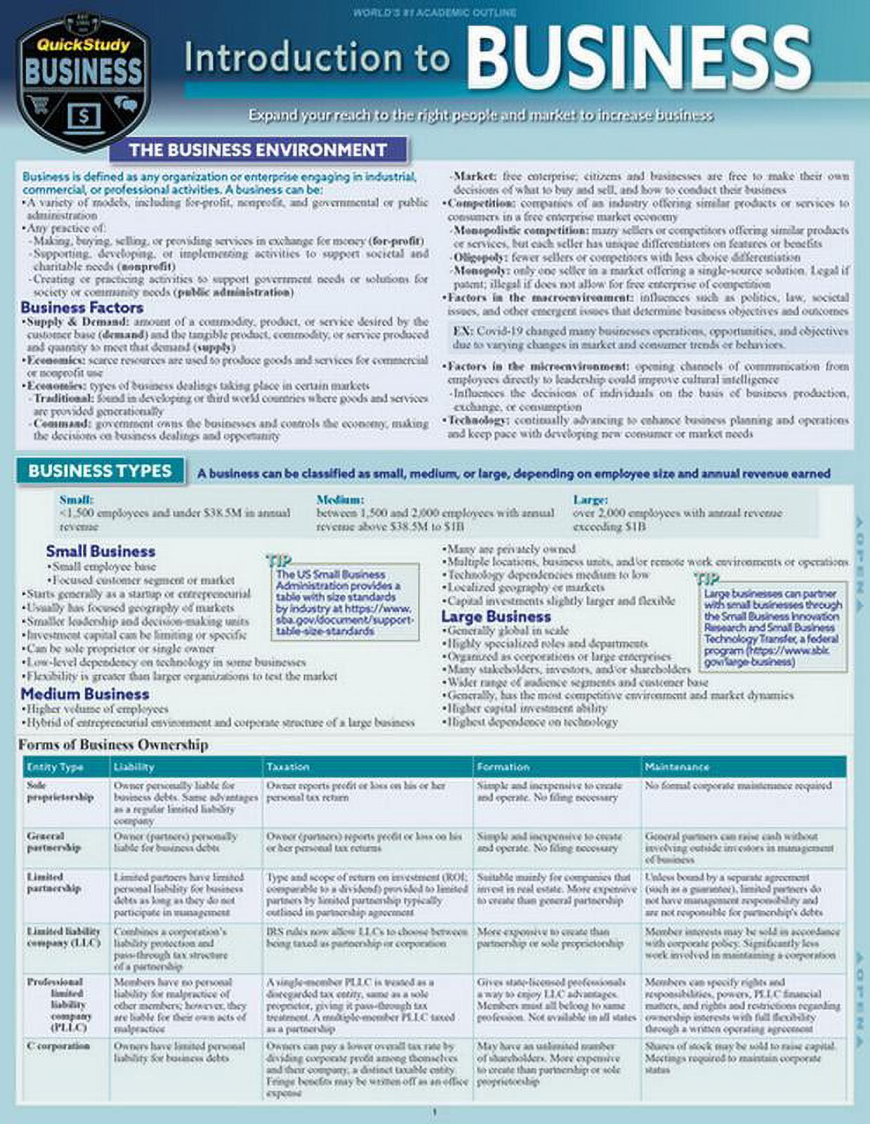Introduction to Business : a QuickStudy Laminated Reference Guide ...