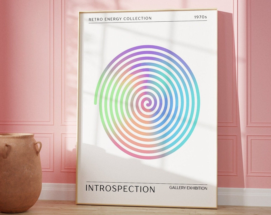 Introspection Retro Energy Print, Modern Gradient Art, Holographic Dorm ...