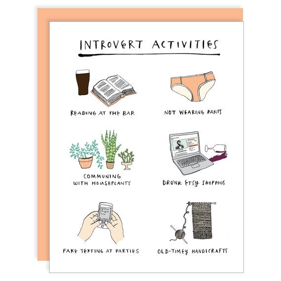 Introvert Activities Greeting Card – Funny Card for Introverts ...