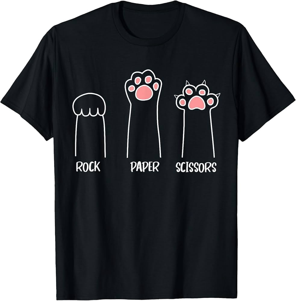 Introvert Cat Animal Rescue T-Shirt with Rock Paper Scissors Hands and ...