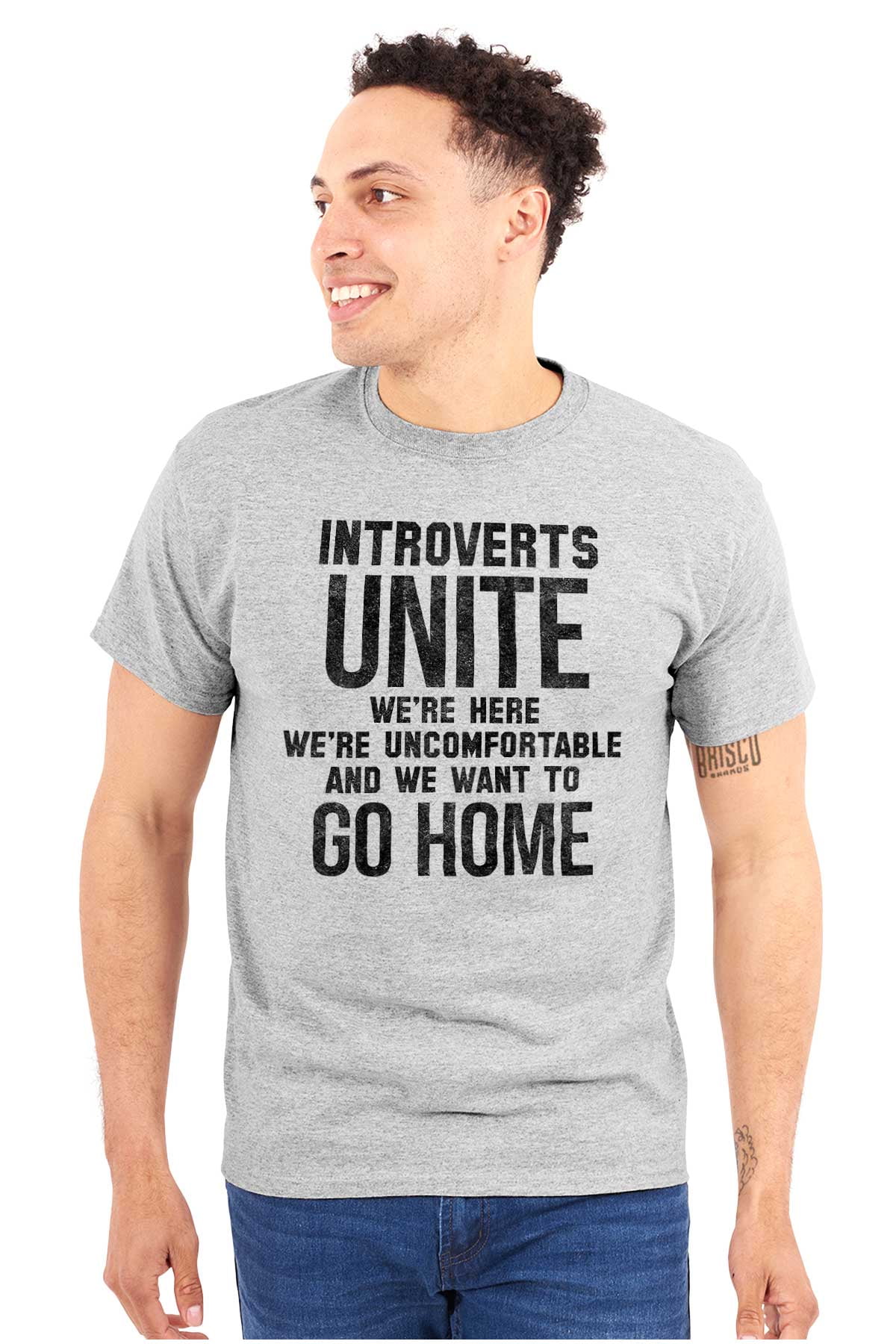 Introverts Unite Here Uncomfortable Men's Graphic T Shirt Tees Brisco ...