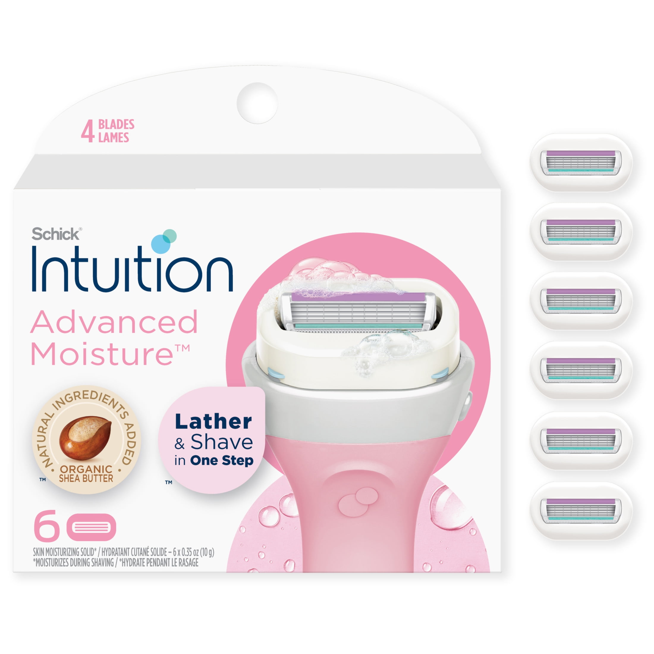 Schick Intuition Women's Razor Refills, Advanced Moisture, 4-Blade, 6 ...