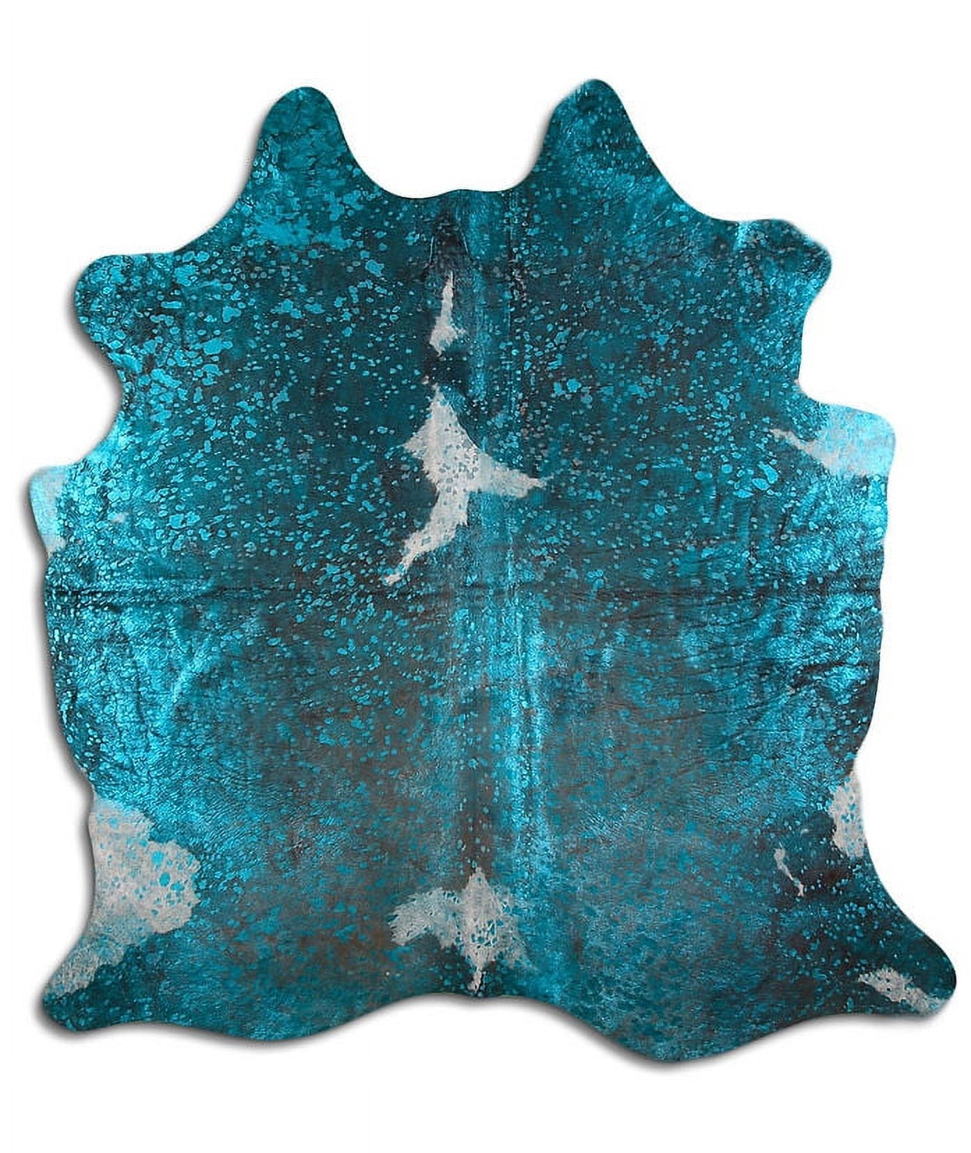 Intuition cowhide rugs for sale BLUE METALLIC ON BROWN AND WHITE rug ...