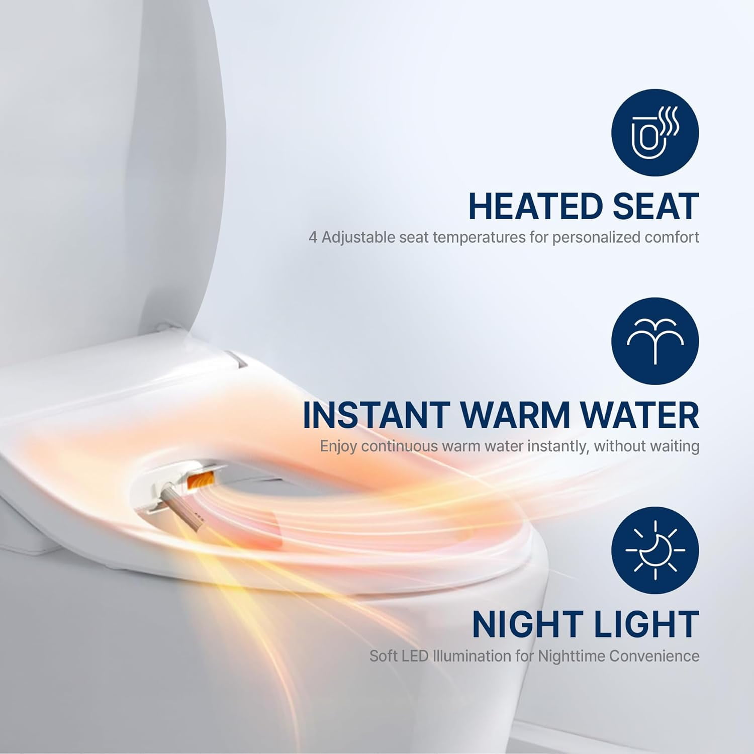 Inus R31 Electric Heated Bidet Toilet Seat Elongated, Warm Water, Smart ...
