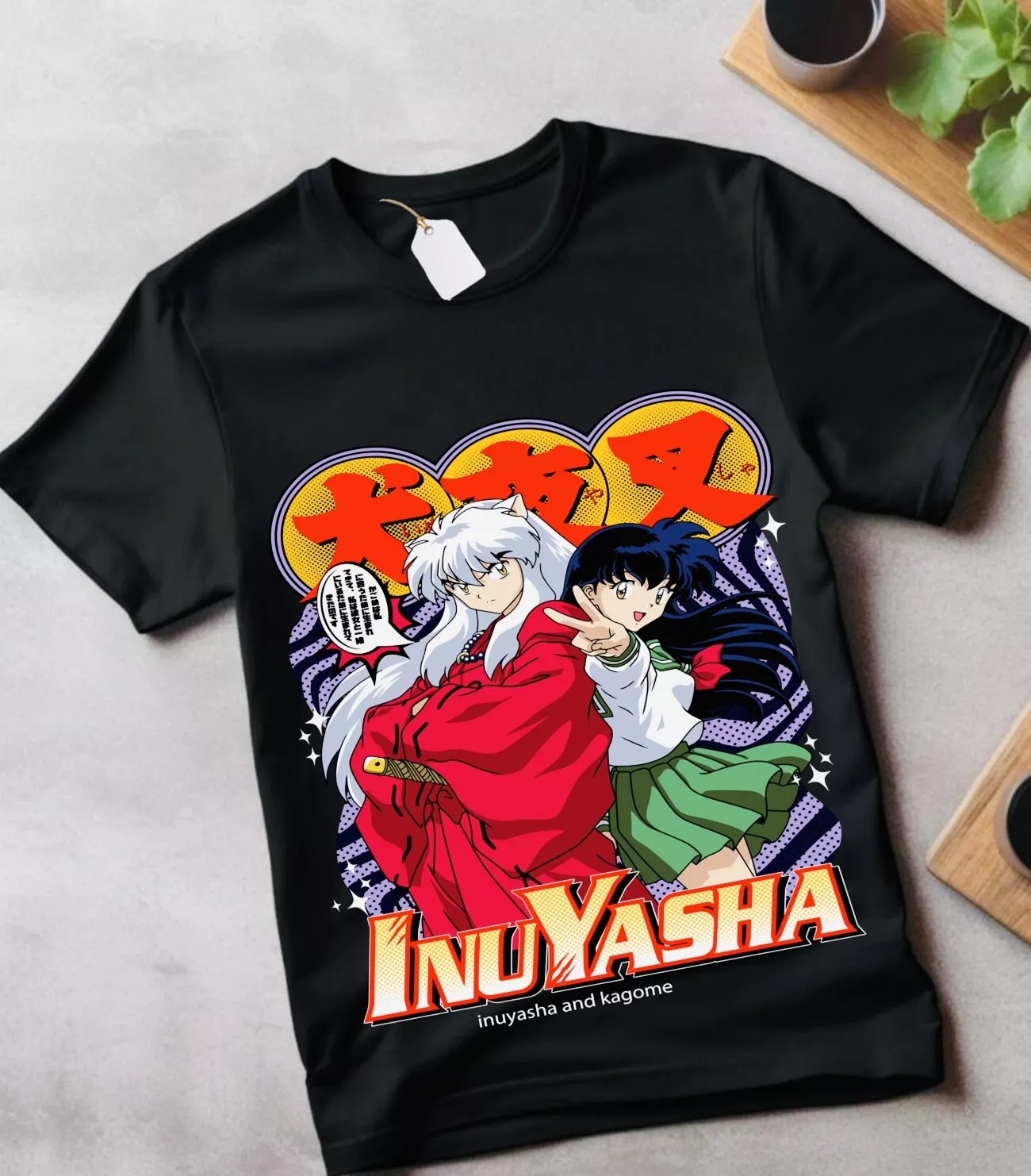 Inuyasha Sesshomaru T-shirt Red Moon Inu Yasha Anime Black Short Sleeve ...