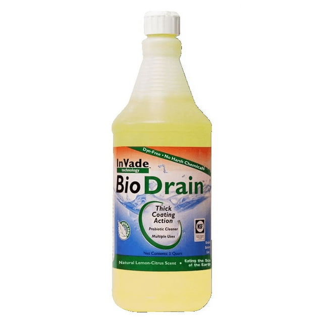 Invade Bio Drain Unclog Liquid, Plumbing Sink Grease Remover, Citrus Scent, 32 Fluid Ounce ...