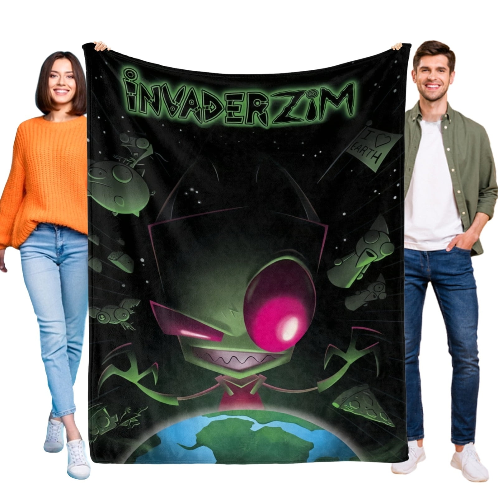 Invader ZIM Blanket Flannel Soft Sofa Bed Throw for Sofa Couch Birthday ...