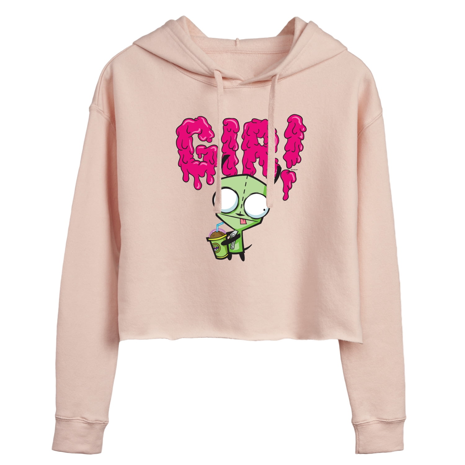 Invader ZIM - GIR Drinking and Sticking Tongue Out - Juniors Cropped ...