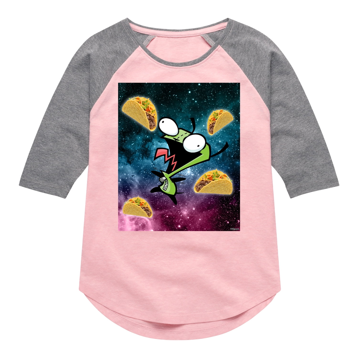 Invader ZIM - GIR Loves Tacos in Space - Toddler And Youth Girls Raglan ...