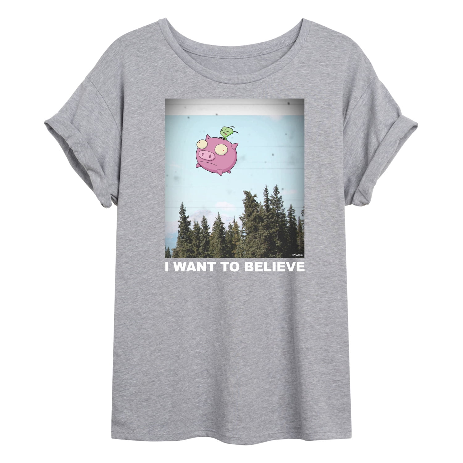 Invader ZIM - GIR Sitting on Flying Pig - I Want to Believe - Women's ...