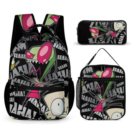 Invader Zim 3 Pcs Backpack Set With Lunch Bag And Pencil Case Casual ...