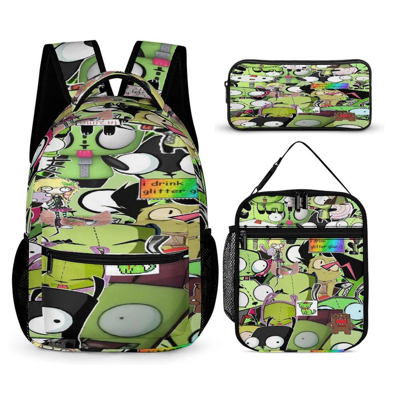 Invader Zim 3 Pcs Backpack Set With Lunch Bag And Pencil Case Casual ...