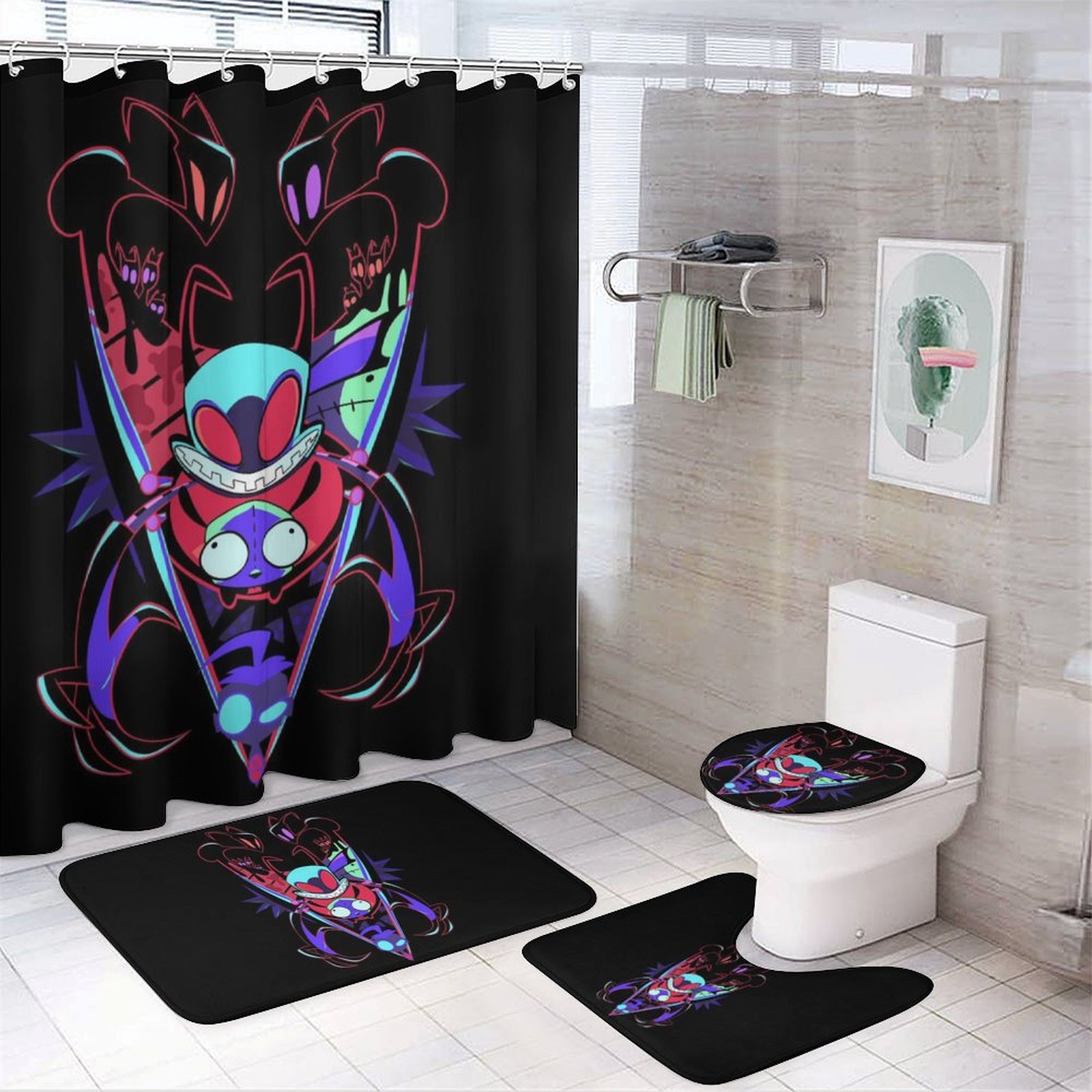 Invader Zim 4PCS Bathroom Sets Shower Curtain Sets with Toilet Lid ...