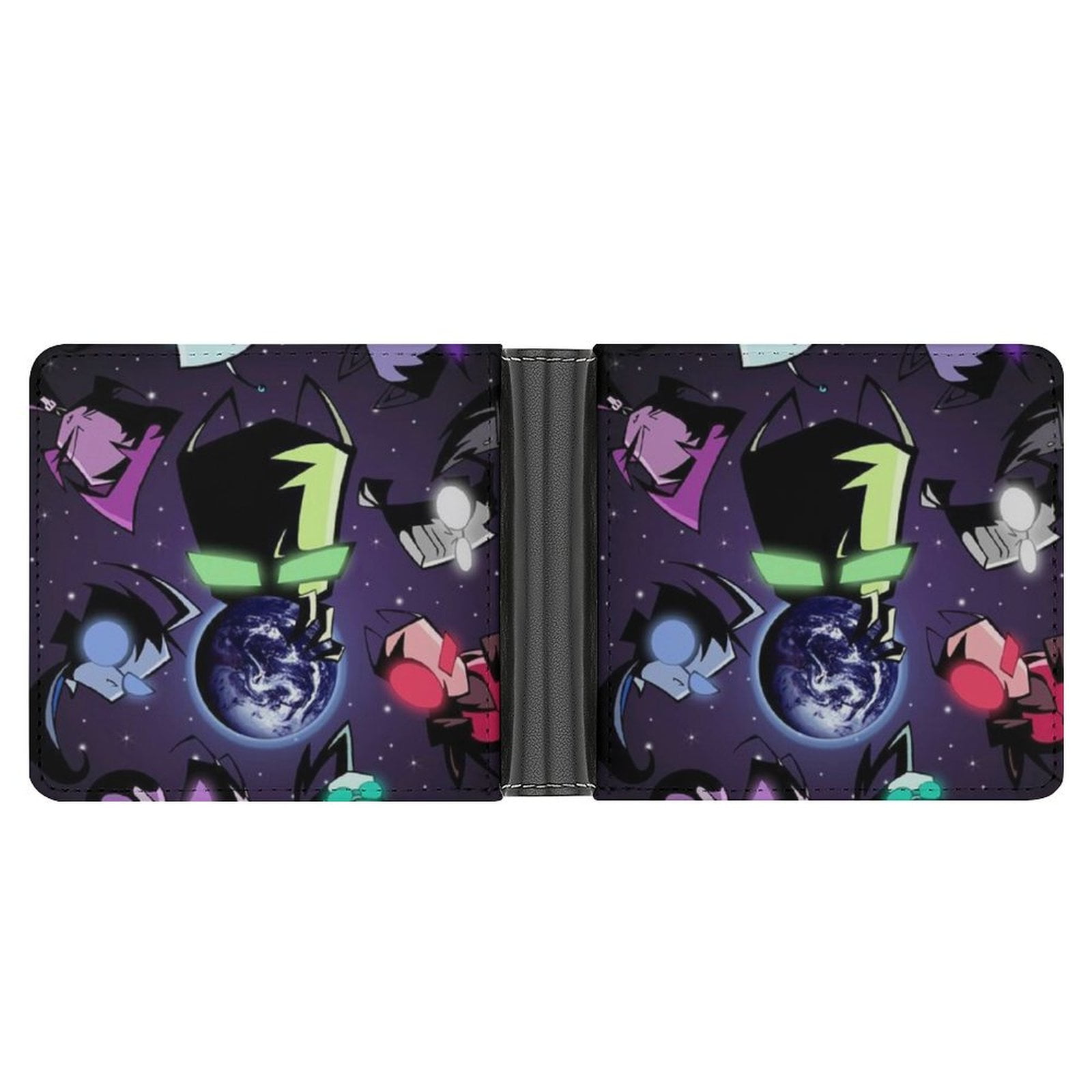 Invader Zim Alien Gir PU Leather Bifold Wallet Money Organizers Gift ...