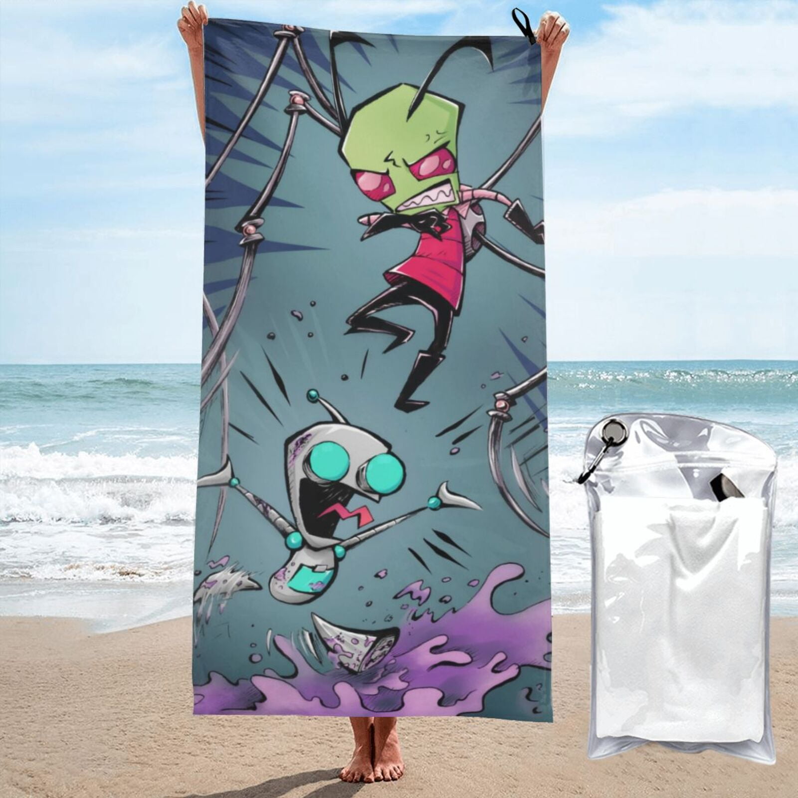 Invader Zim And Gir Quick Dry Bath Towel Lightweight Soft Absorbent ...