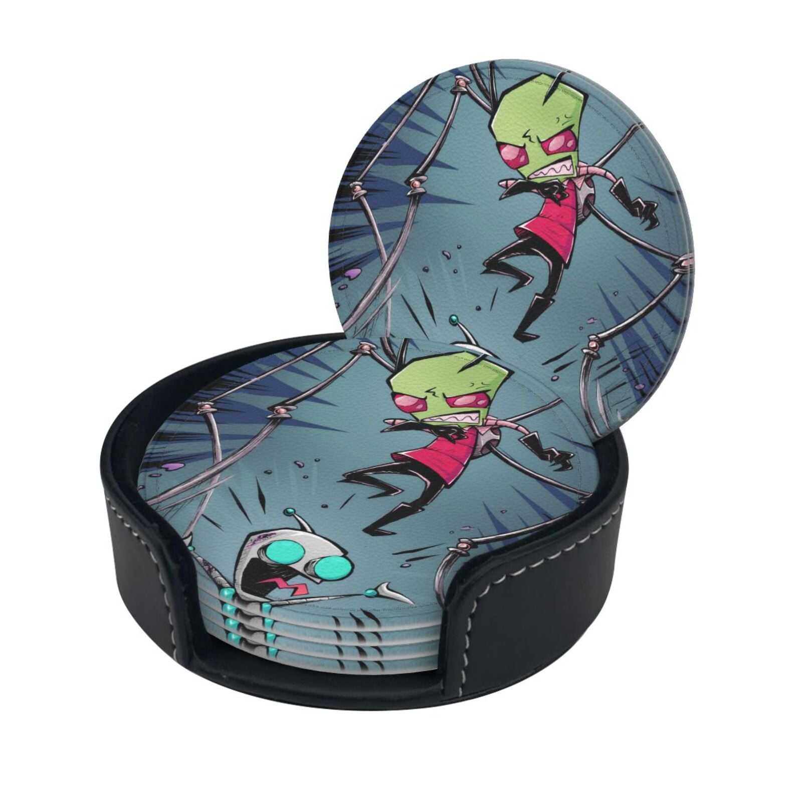 Invader Zim And Gir Round Coaster Set Of 6 Tabletop Protection Mats ...