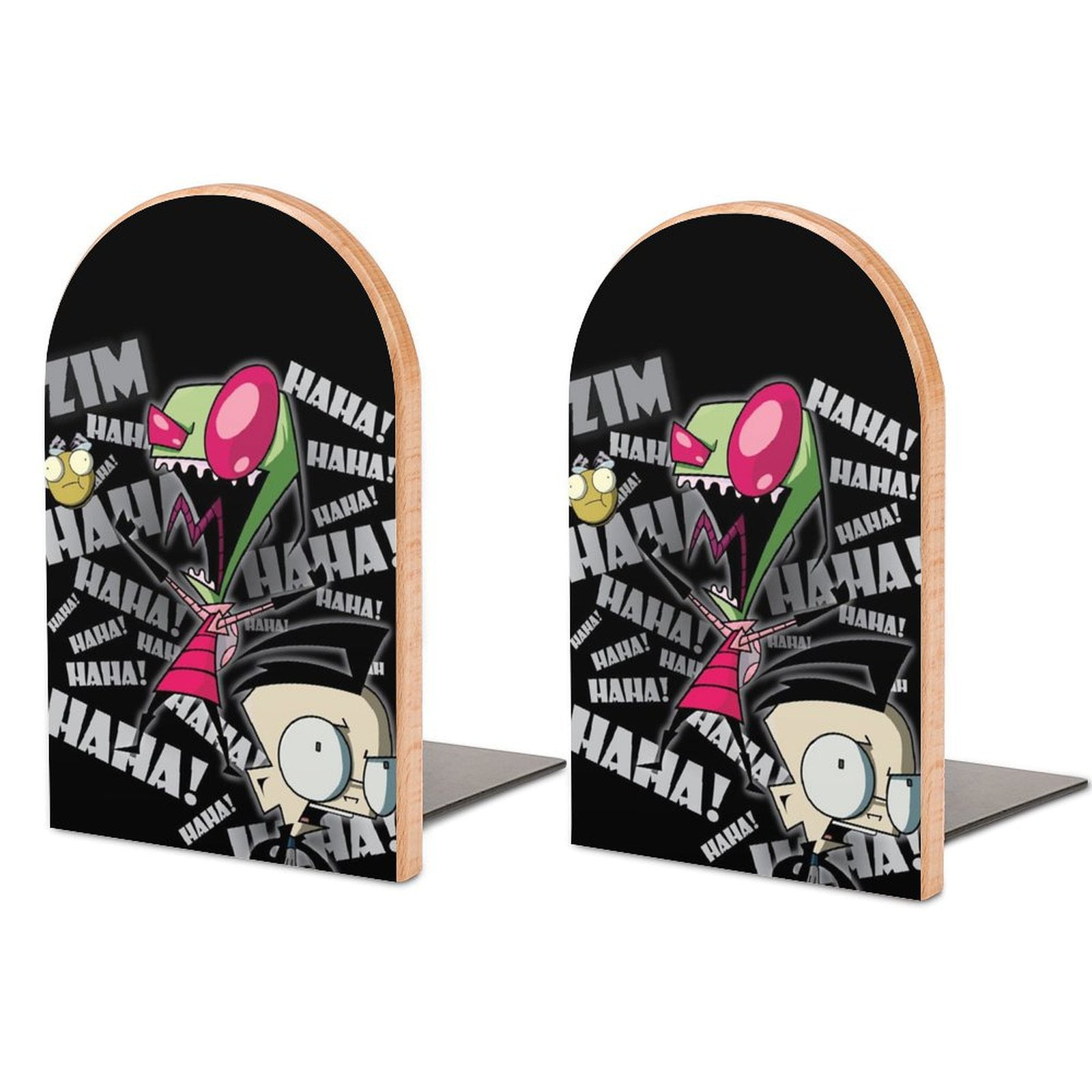 Invader Zim Animation Bookends Wood Book Divider Decor Shelves Non-Skid ...