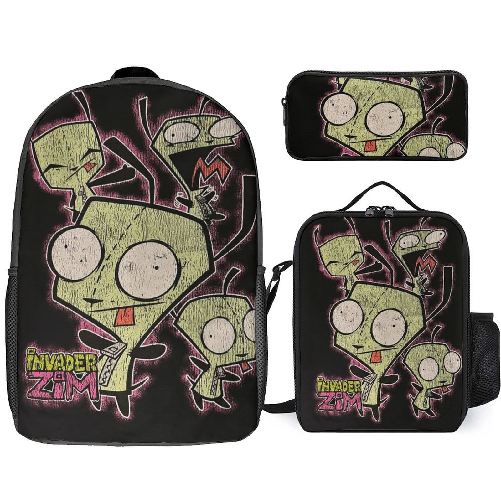 Invader Zim Backpack Set 17 inch Bags with Lunch Bag Pencilcase Invader ...