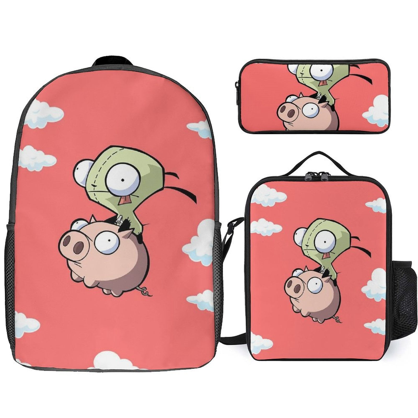 Invader Zim Backpack Set 17 inch Bags with Lunch Bag Pencilcase Invader ...
