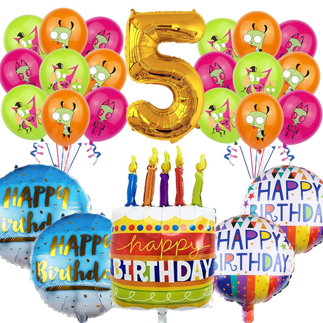 Invader Zim Balloons Party Supplies 5th Big Number Decorations Decor ...