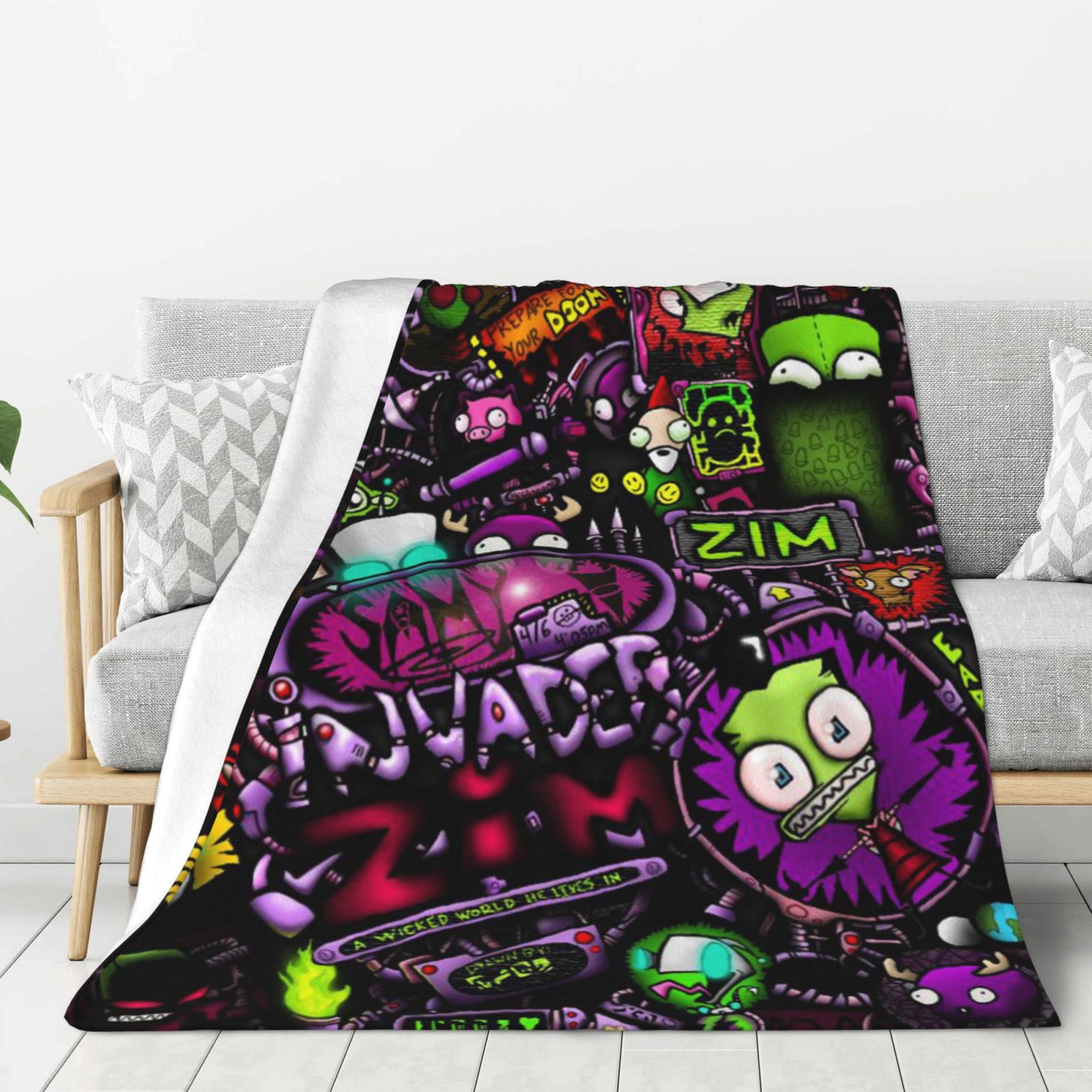 Invader Zim Bed Blanket Thick Plush Flannel Blanket Warm Fuzzy Throw ...