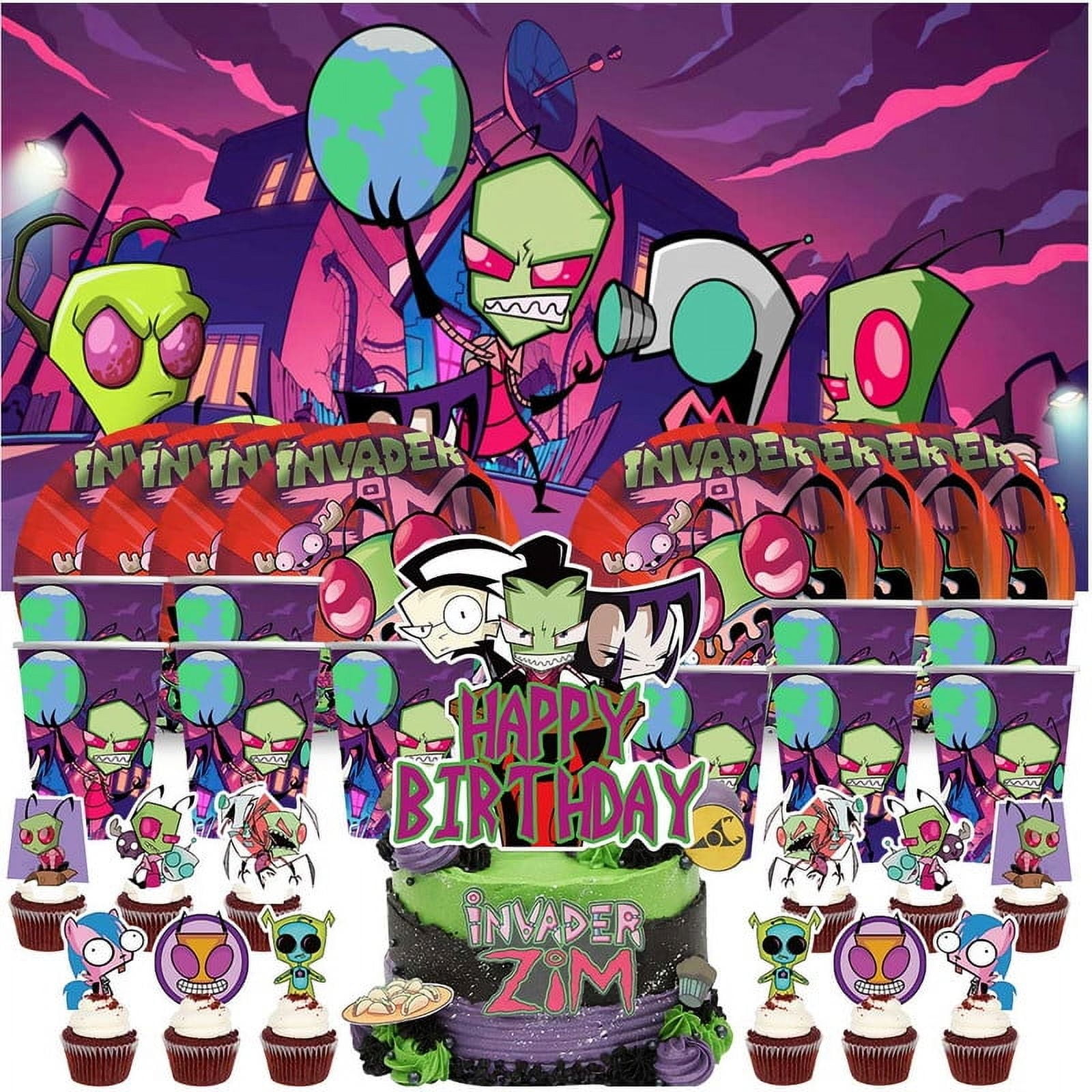 Invader Zim Birthday Cups Party Supplies Decor Backdrop Plates Fans ...