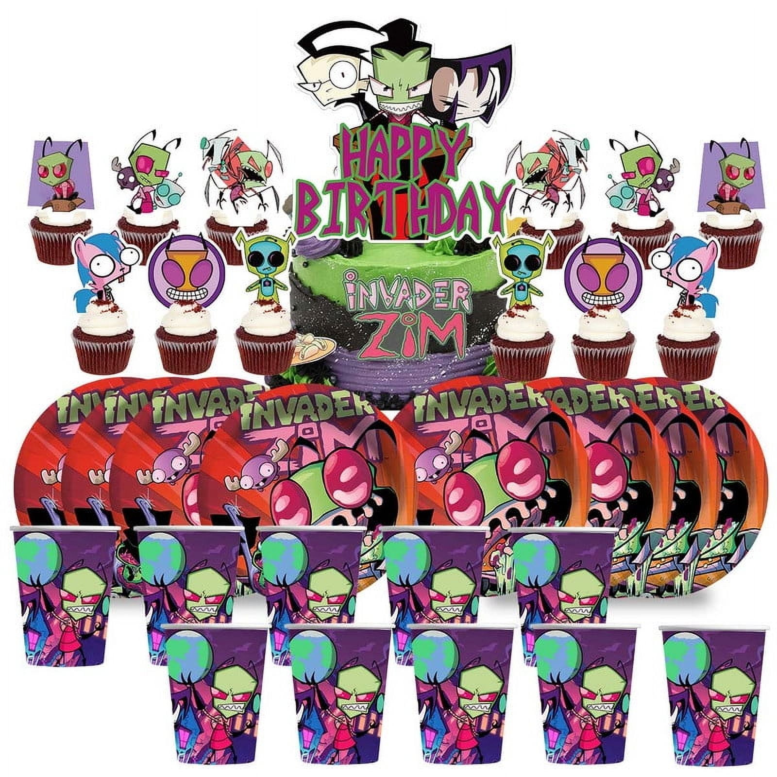 Invader Zim Birthday Cups Party Supplies Plates Decorations Cake Topper ...