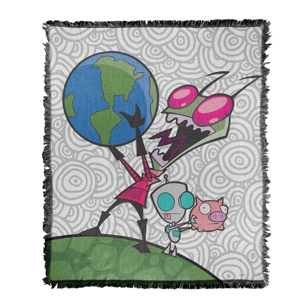 Invader Zim Blanket, 50"x60" Invader Zim and Gir Woven Tapestry Cotton ...
