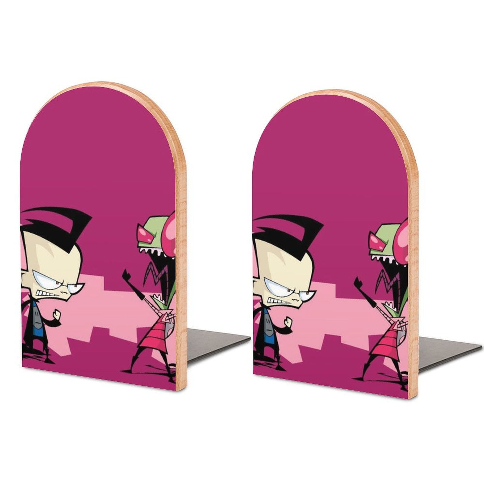 Invader Zim Bookends Wood Book Divider Decor Shelves Non-Skid Book ...