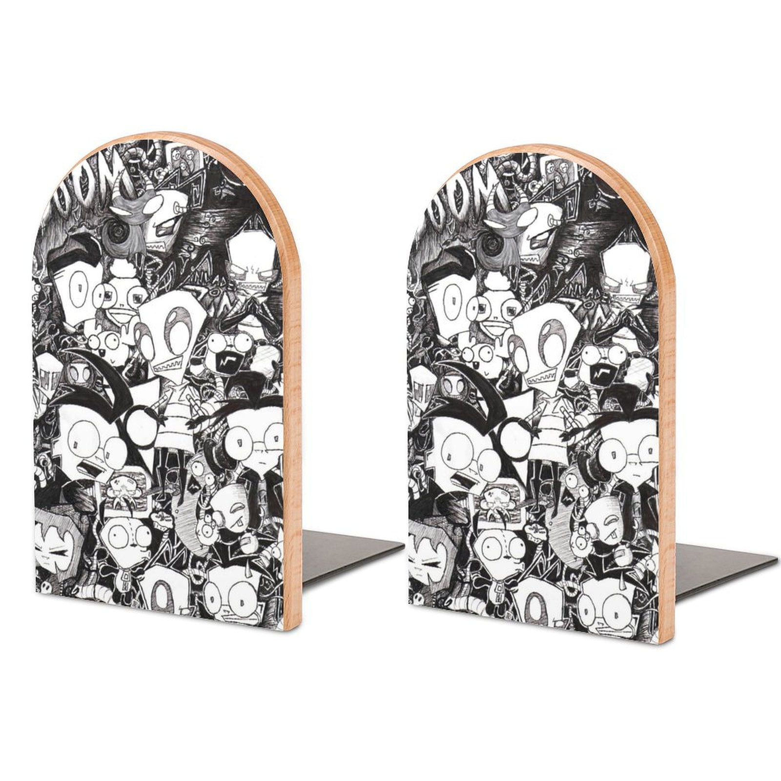 Invader Zim Bookends Wood Book Divider Decor Shelves Non-Skid Book ...