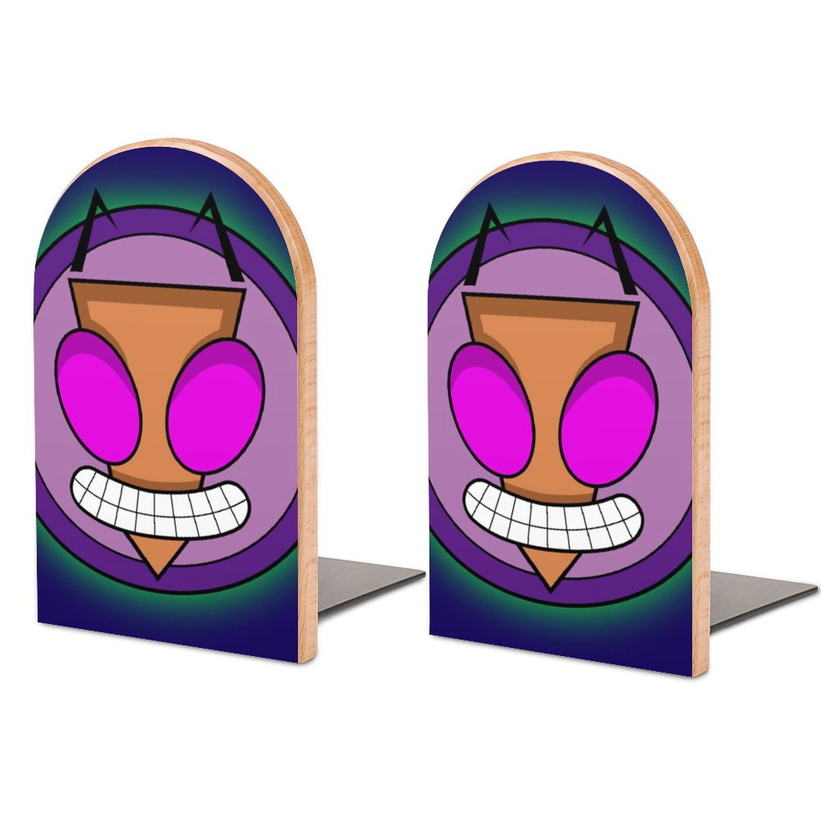 Invader Zim Bookends Wood Book Divider Decor Shelves Non-Skid Book ...