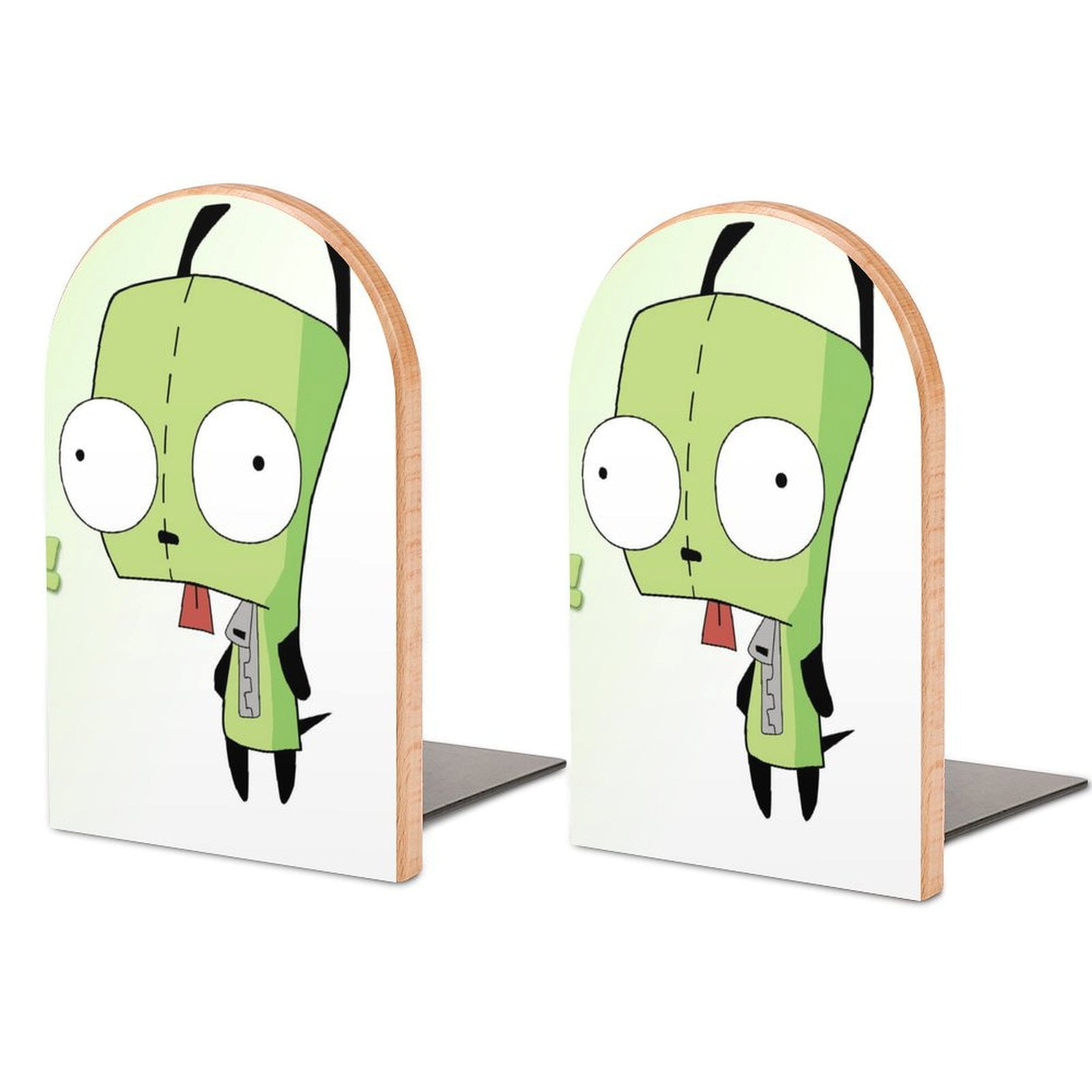 Invader Zim Bookends Wood Book Divider Decor Shelves Non-Skid Book ...