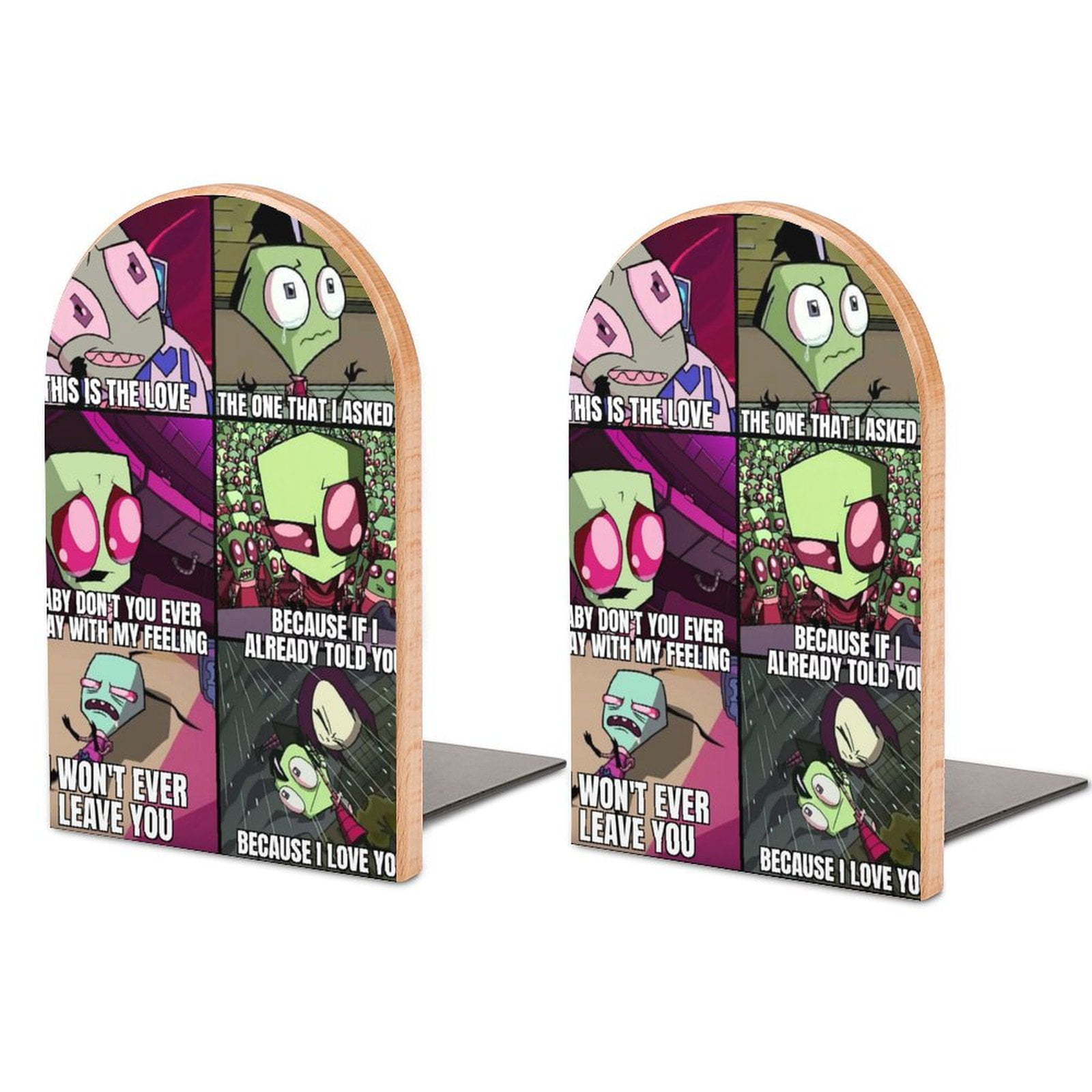 Invader Zim Bookends Wood Book Divider Decor Shelves Non-Skid Book ...