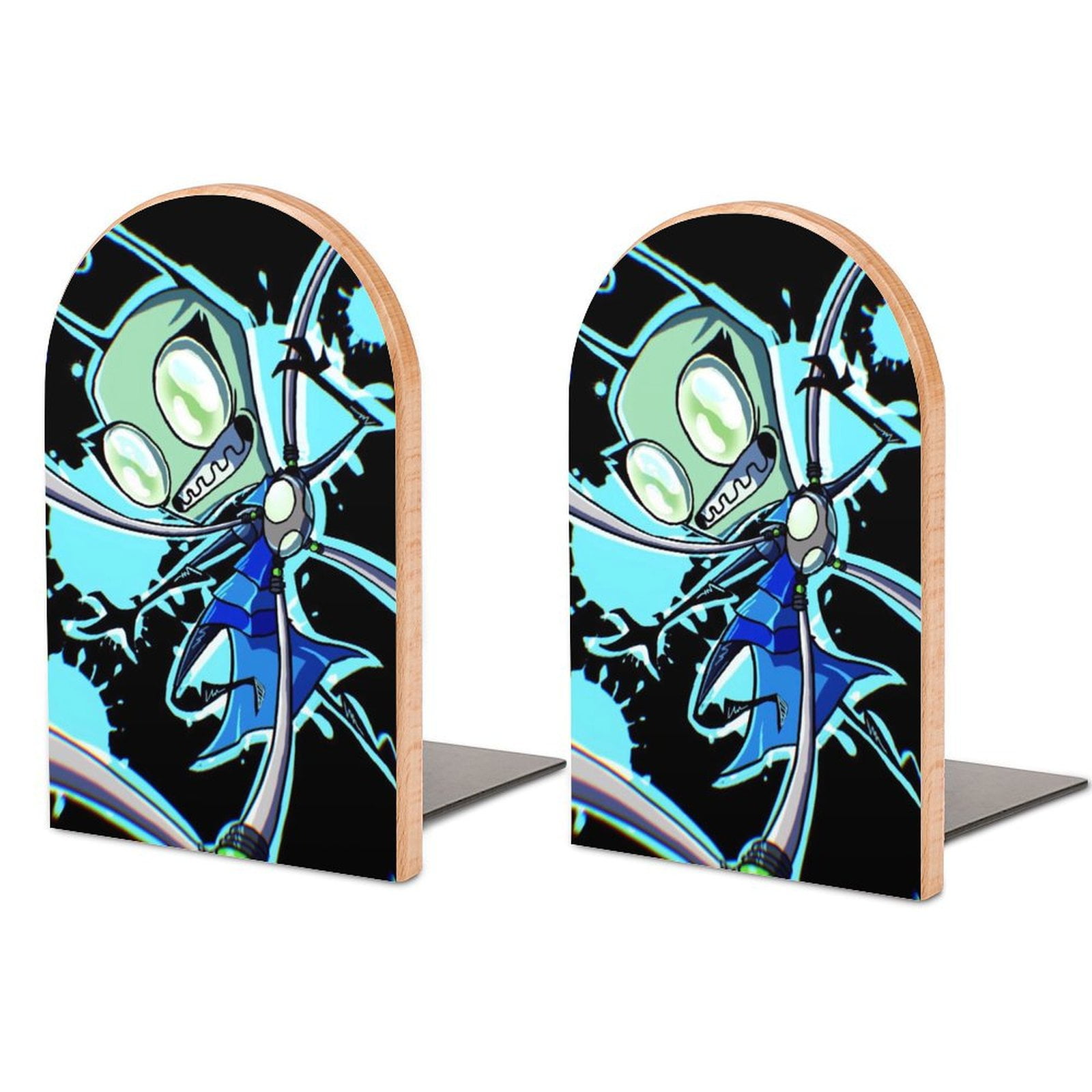 Invader Zim Bookends Wood Book Divider Decor Shelves Non-Skid Book ...