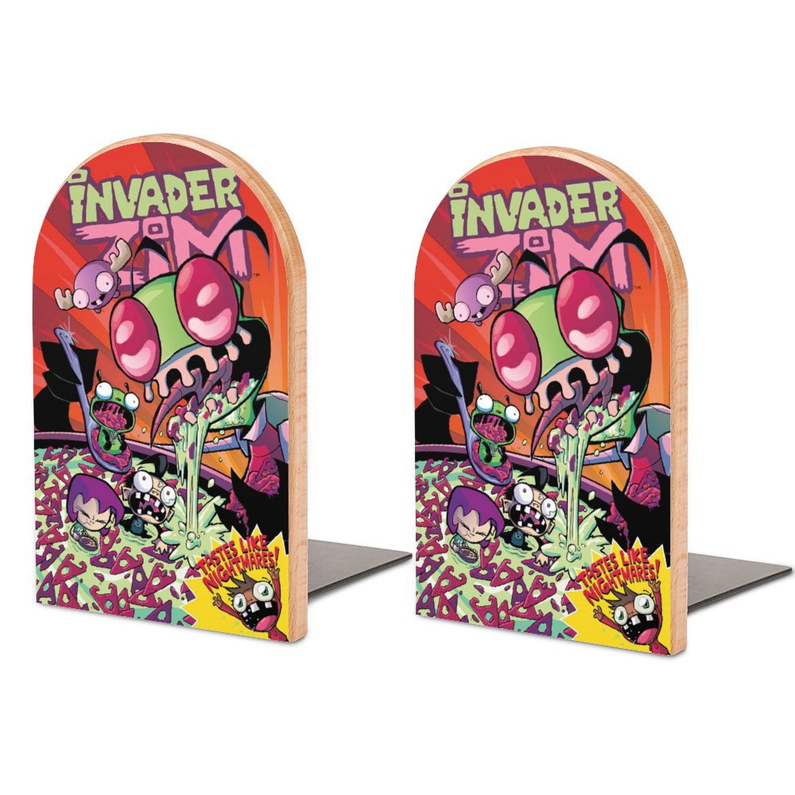 Invader Zim Bookends Wood Book Divider Decor Shelves Non-Skid Book ...