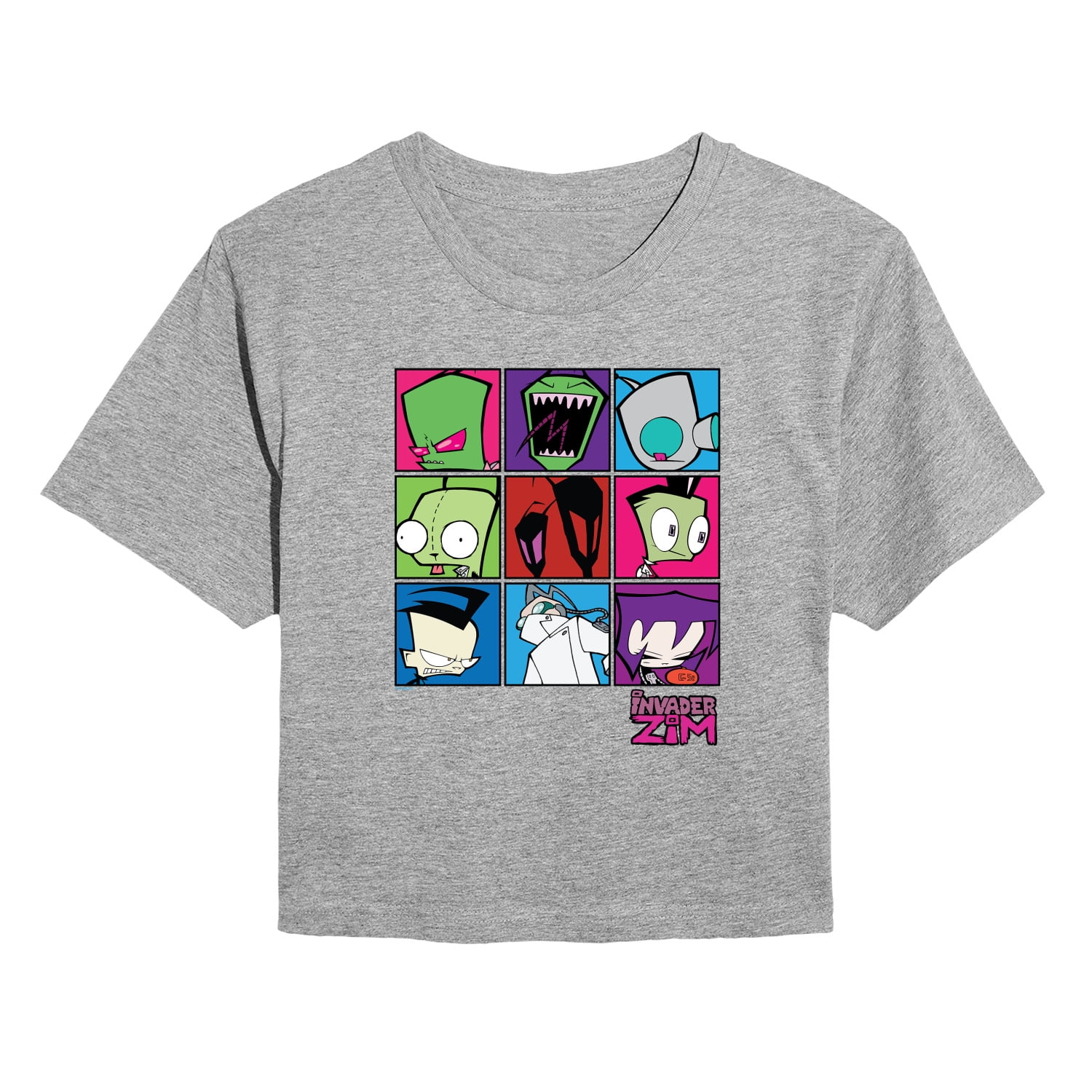 Invader Zim - Boxed Invader Gir - Juniors Cropped Short Sleeve Graphic ...